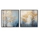 Designart "Minimalism Gold And Blue Trees Scene V" Trees Framed Art Set ...