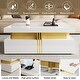 Modern 43.3" Glossy Square Coffee Table with 4 Storage Drawers, High ...