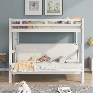 Twin Over Full Size Wood Convertible Bunk Bed, Down Bed - Bed Bath ...