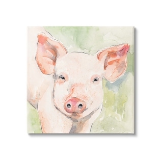 Stupell Pig Portrait on Green Canvas Wall Art Design by Victoria Barnes ...