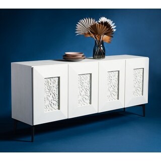 SAFAVIEH Couture Jennings Hand-Carved Wood Scroll Storage Sideboard ...
