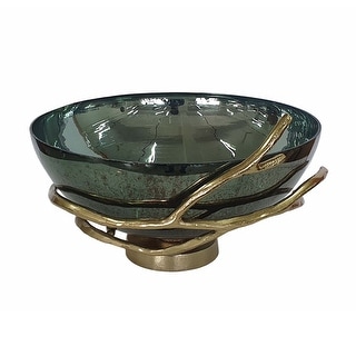 A&B Home Gerald Glass Bowl with Aluminum Base - Gold/Black - Bed Bath ...