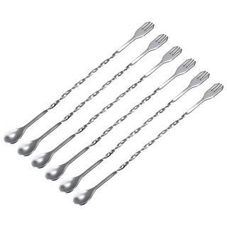 Bar Mixing Spoon Set 6 Pcs, Stainless Steel Cocktail Spoon 10 Inch ...