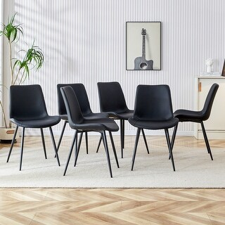 6-Piece Dining Chairs with Leather Backrests and Metal Legs - Bed Bath ...