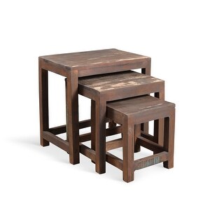 Handmade Old Reclaimed Wood Nesting Tables, Set of 3 (India) - 20" x 16 ...