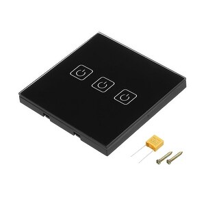 Touch Lamp Switch 3 Gang 1 Way Tempered Glass Panel Black 86mmx86mm ...