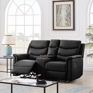 2-Seater Motion Sofa Black Pu - Bed Bath & Beyond - 42870236