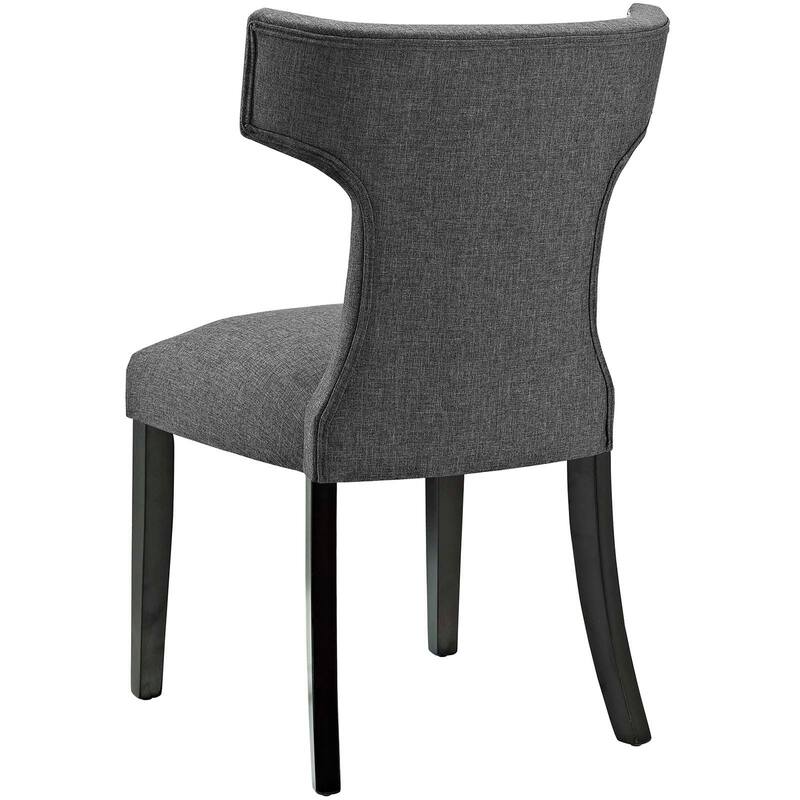 Zenta Modern Grey Fabric Curved Dining Chair with Nailhead Trim ...