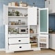 Roomfitters 78 Inch Large Kitchen Pantry Storage Cabinet with Microwave ...