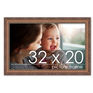 32x20 Traditional Antique Gold Complete Wood Picture Frame with UV ...