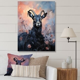Designart "Buck Goat Twilight Trek III" Goat Wall Art Black - Modern ...