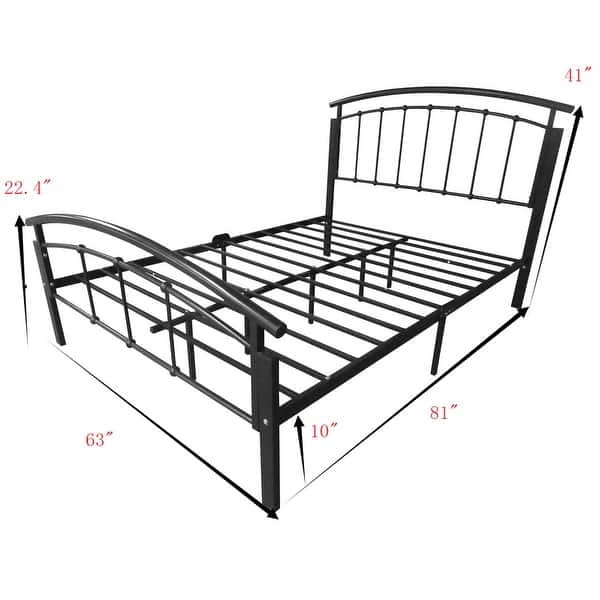 Metal Beds Frame with 13-Piece Metal Slat Frame, Recommended for 10-12 ...