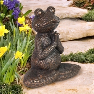 Exhart Meditating Yoga Frog Garden Statue in Bronze Look, 16.5 Inches ...