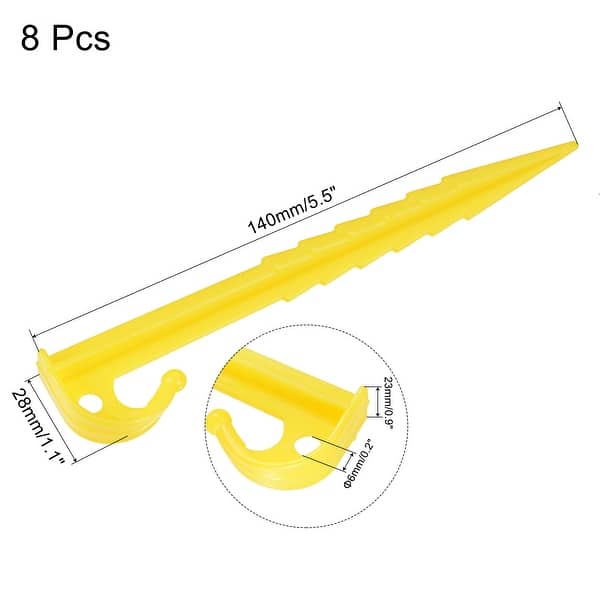 Plastic Ground Pegs Serrated Edges with Hook for Outdoor - Yellow - Bed ...