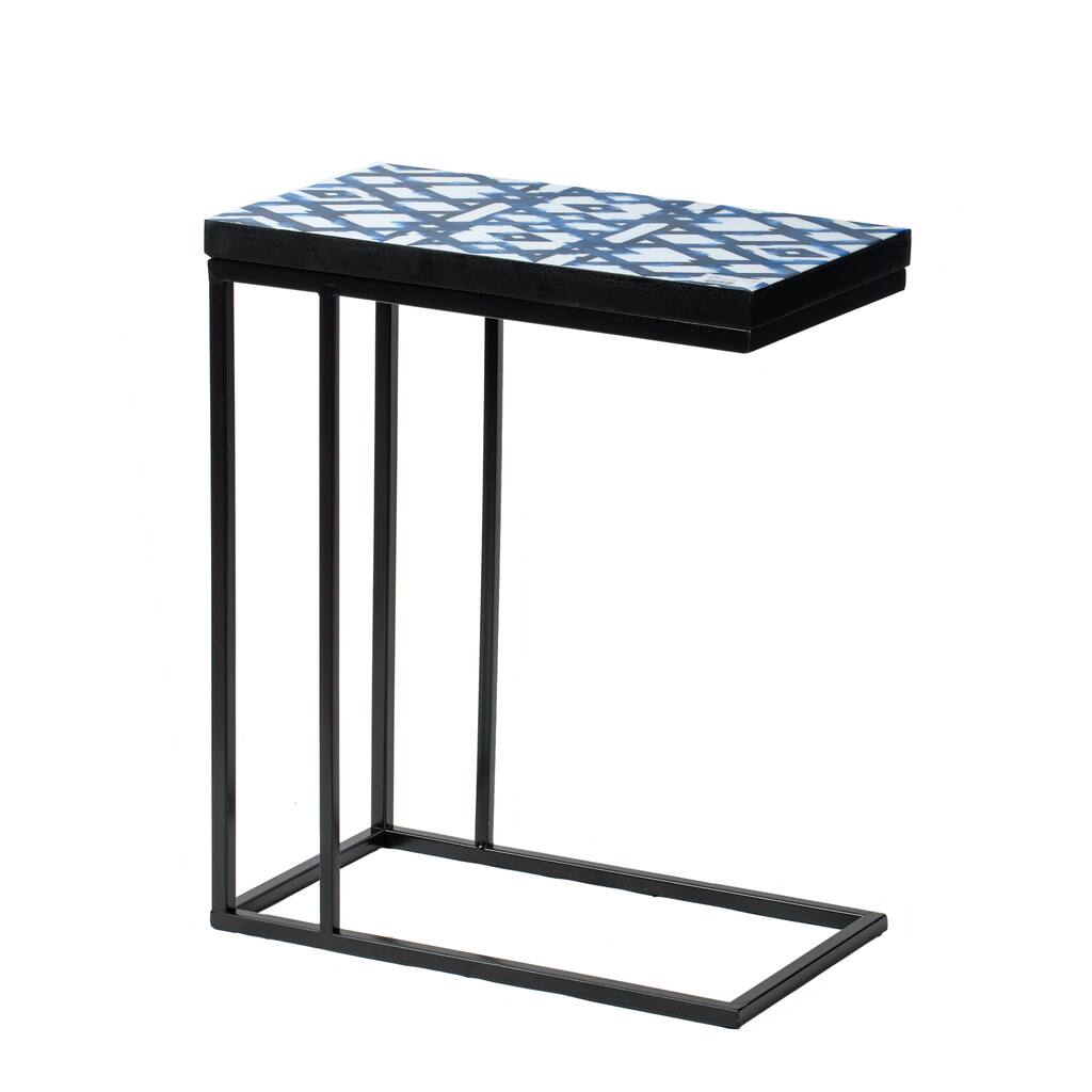 Black and Indigo Triangles C-Side Table - Overstock - 29630519
