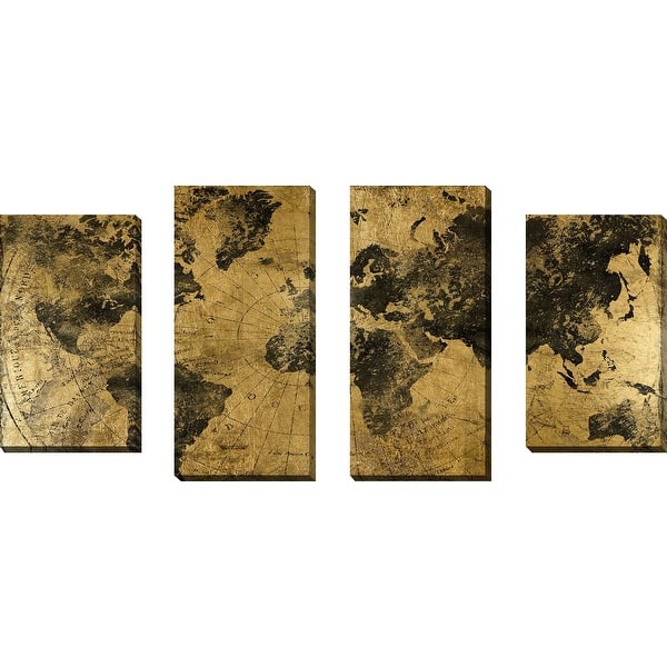 "Golden Atlas" by CAD Designs Print on Canvas Set of 4 - Bed Bath ...