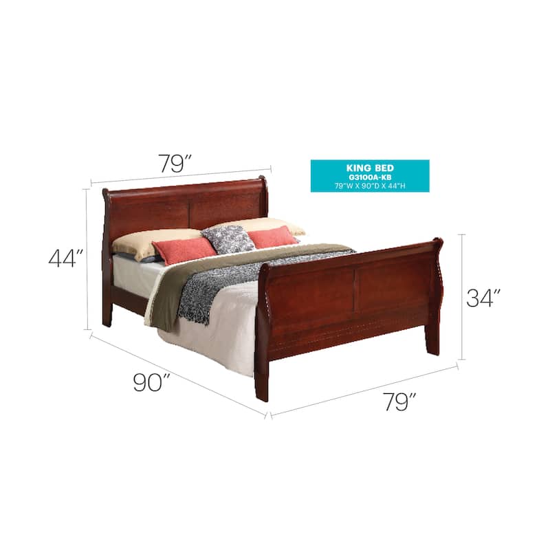 Louis Phillipe Wood Sleigh Bed - On Sale - Overstock - 31134916