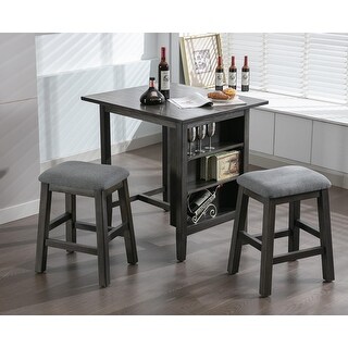 Counter Height Dining Table Modern Kitchen Table Storage Shelf Solid ...