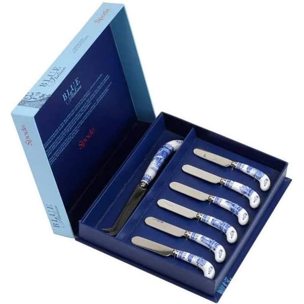 Spode Blue Italian Cheese Knife and 6 Spreaders - On Sale - Bed Bath ...