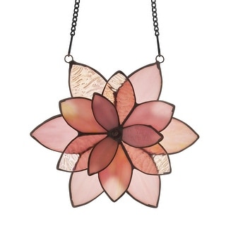 3-Dimensional Flower River of Goods Pink Stained Glass Window Panel ...