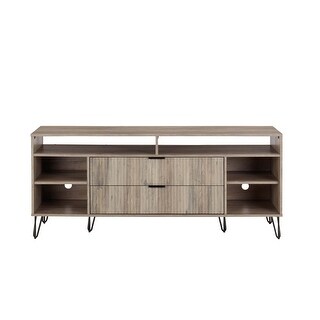 63 Inch Fluted TV Stand Rustic Gray Finish Modern Design - Bed Bath ...