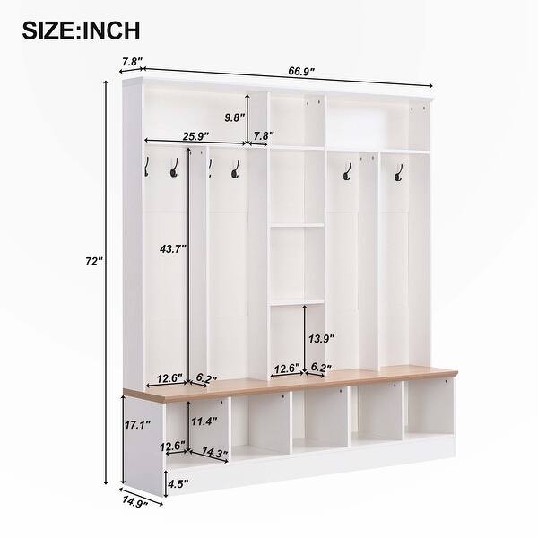 Minimalist Wide Design Hall Tree with Storage Bench for Entryways - Bed ...