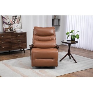 Orange PU Leather Swivel Rocker Power Recliner Glider Chair with Solid ...