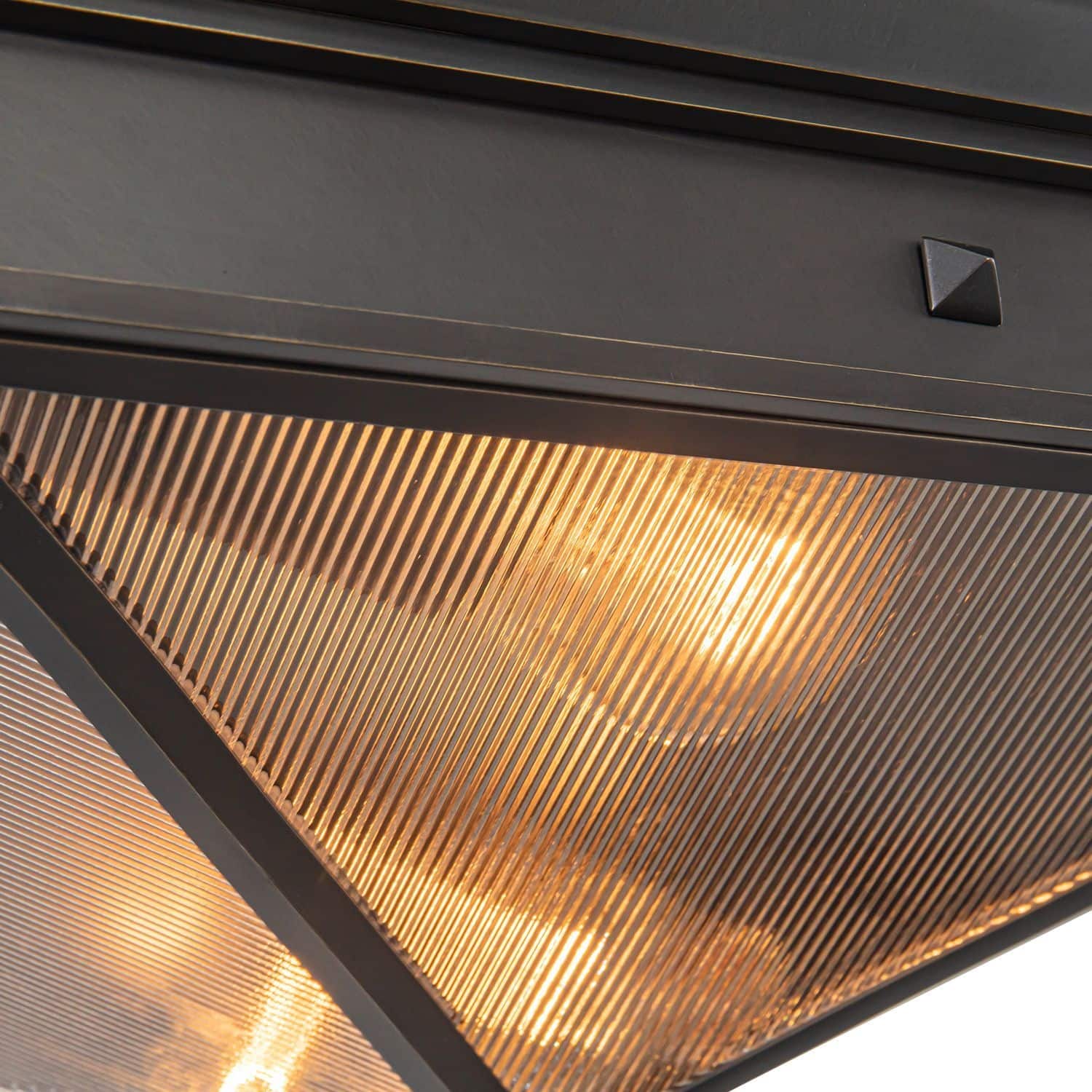 Cairo Steel 15" Flush Mount Light, 60W, E26 - Urban Bronze/Clear Ribbed ...