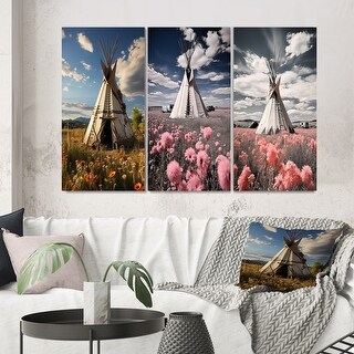 Designart "Coral Beige Native Tipi Serenitys Refuge" Floral Wall Art ...
