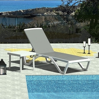 Patio Chaise Lounge Adjustable Aluminum Pool Lounge Chairs with Arm All ...