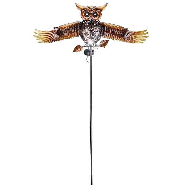 Solar Powered Metal Flying Owl Garden Stake - NO SIZE - Bed Bath ...