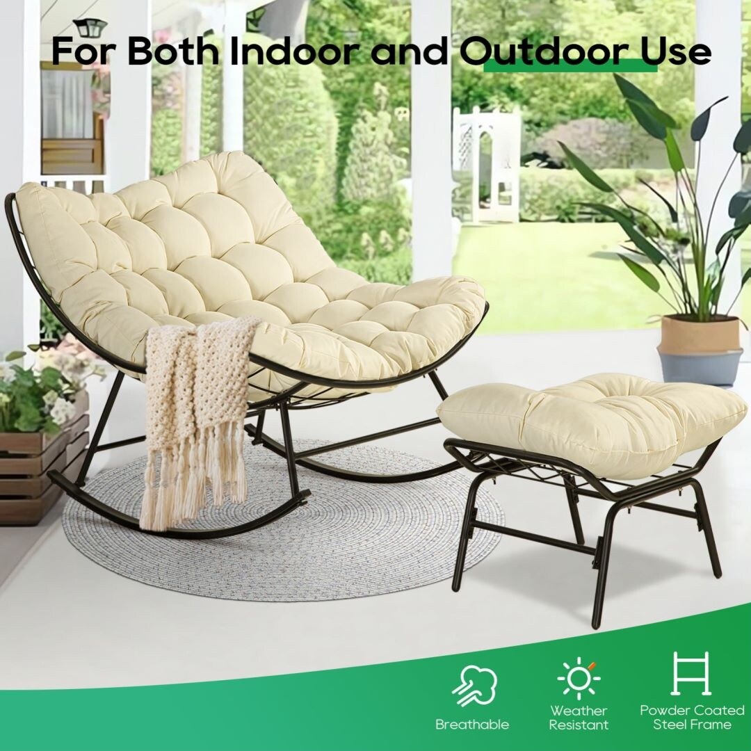 Outdoor Rocker Recliner Egg Reading Chair with Large Cushions Set of 2 Bed Bath Beyond 40908895