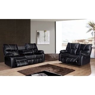 Motion Collection Reclining Sofa and Loveseat Set, Black PU - Bed Bath ...