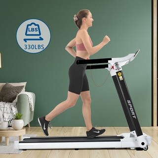 Folding Motorised White Running Machine Running w/ LED & Bluetooth ...