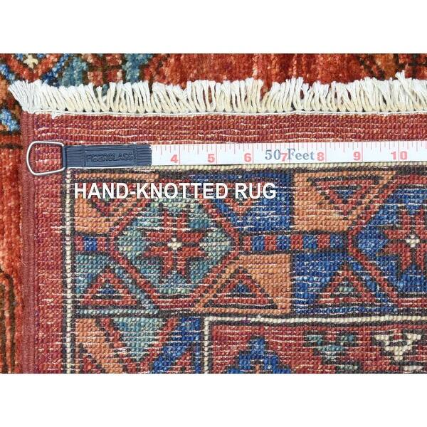Shahbanu Rugs Prismatic Legacy Red Veggie Dyes Wool Hand Knotted Afghan ...