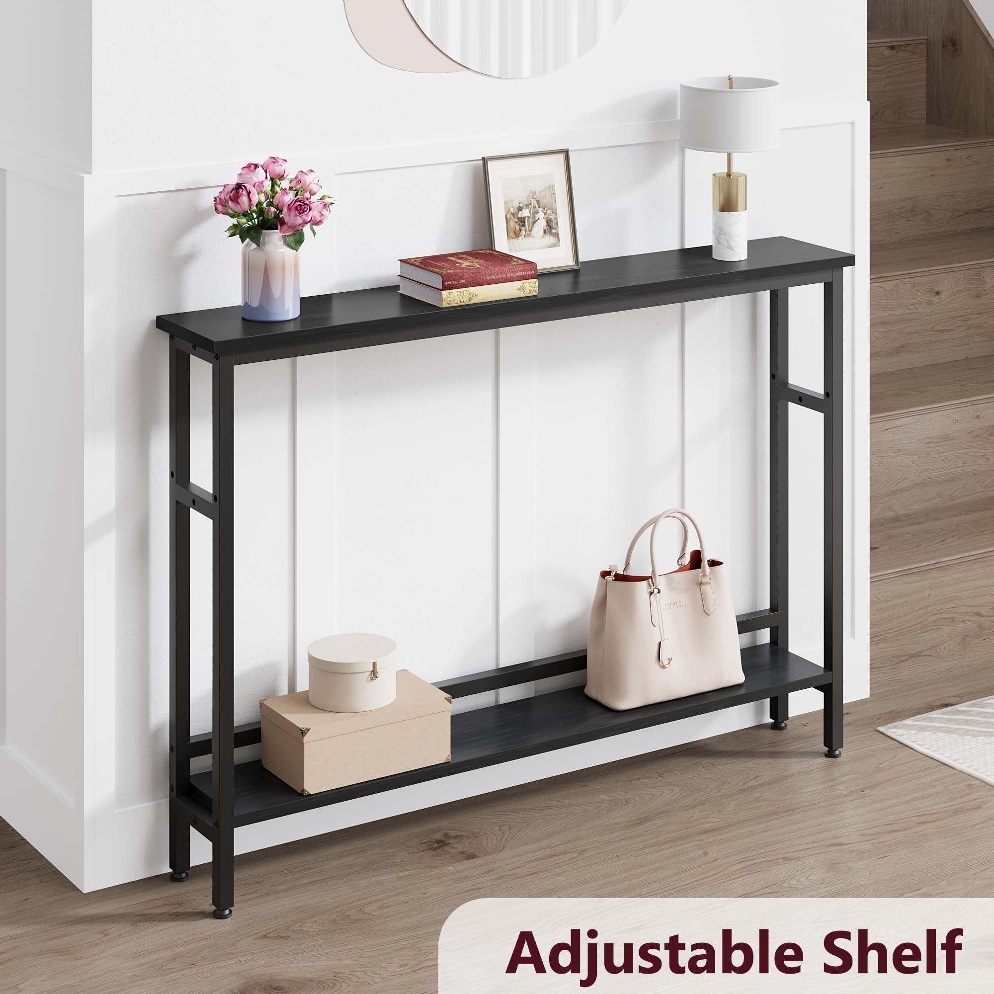 Slim console table with shelf store