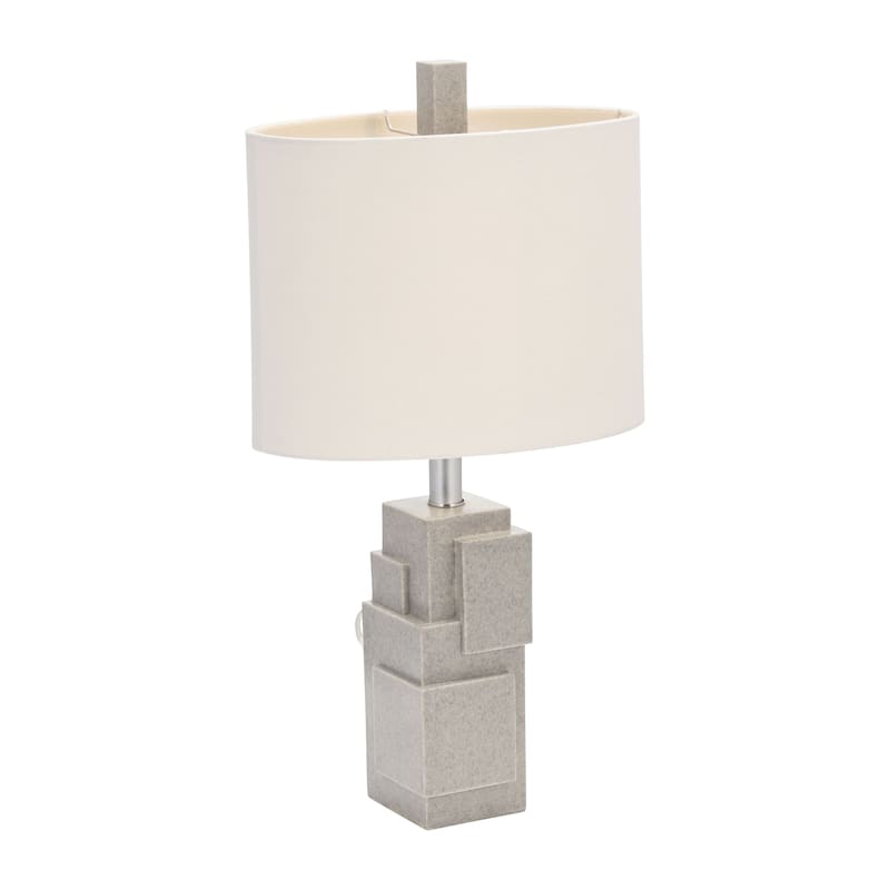 Sagebrook Home Modern Neutral 21" Block Table Lamp Contemporary Gray ...