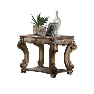 Wooden End Table with Bottom Shelf in Gold Patina - Bed Bath & Beyond ...
