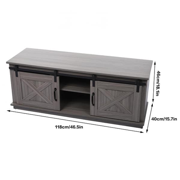 TV Stand Sliding Barn Door Modern &Farmhouse Wood Storage Cabinet Table ...
