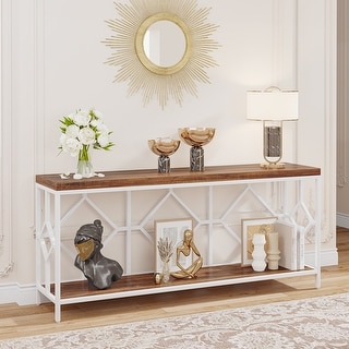 71 Inches Extra Long Console Table Sofa Table with Open Storage Shelf ...