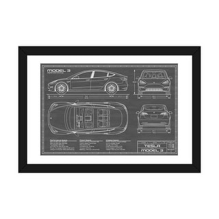 iCanvas "Tesla Model 3 (Performance) Black" by Action Blueprints - Bed ...