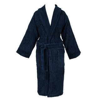 Versace VHA9969 002 Navy Blue Versace Signature Bathrobe - Bed Bath ...