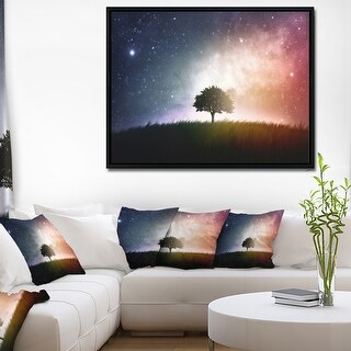 Designart "Single Tree Space Background" Trees Framed Canvas Art Print ...