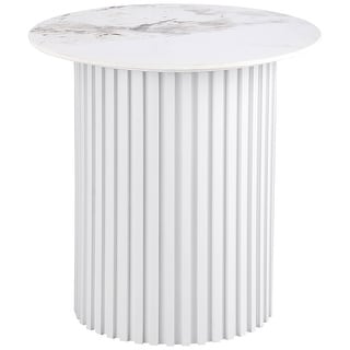 Rowena Round Sintered Stone End Table White Faux Marble - Bed Bath ...