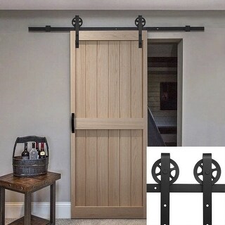 Zenova Classic Sliding Barn Wood Door Hardware Rustic Roller Track Kit ...