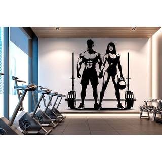 Couple Gym Wall Decal Fitness Wall Art Decor Crossfit Wall Decal - Bed ...