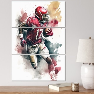 Designart "Football Player On Field II" Sport Football Canvas Art Print ...