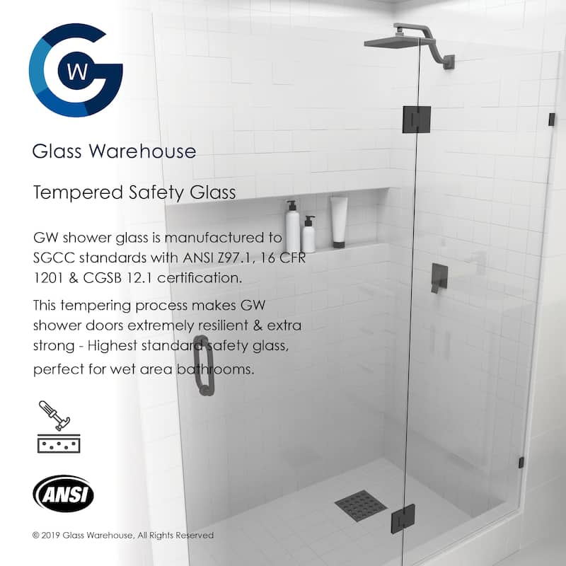 Glass Warehouse 41 75 In W X 78 In H Glass Hinged Pivot Frameless 3
