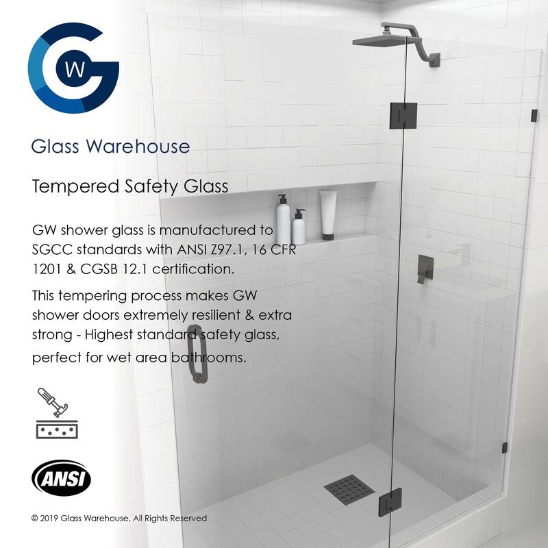 Glass Warehouse 41 75 In W X 78 In H Glass Hinged Pivot Frameless 3