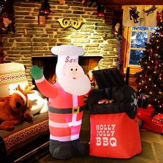 Costway 5 Ft Airblown Inflatable Christmas Chef Santa Claus Barbecue ...